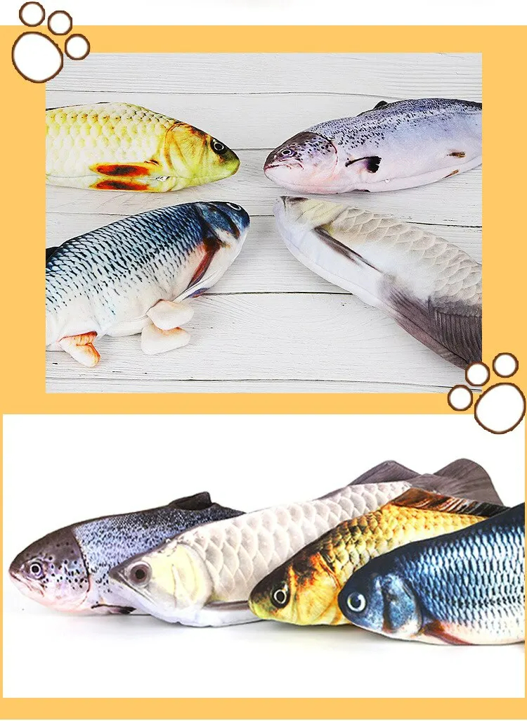 Pet Fish Toy Soft Plush Toy USB Charger Fish Cat 3D Simulation Dancing ...