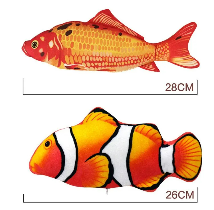 Pet Fish Toy Soft Plush Toy USB Charger Fish Cat 3D Simulation Dancing ...