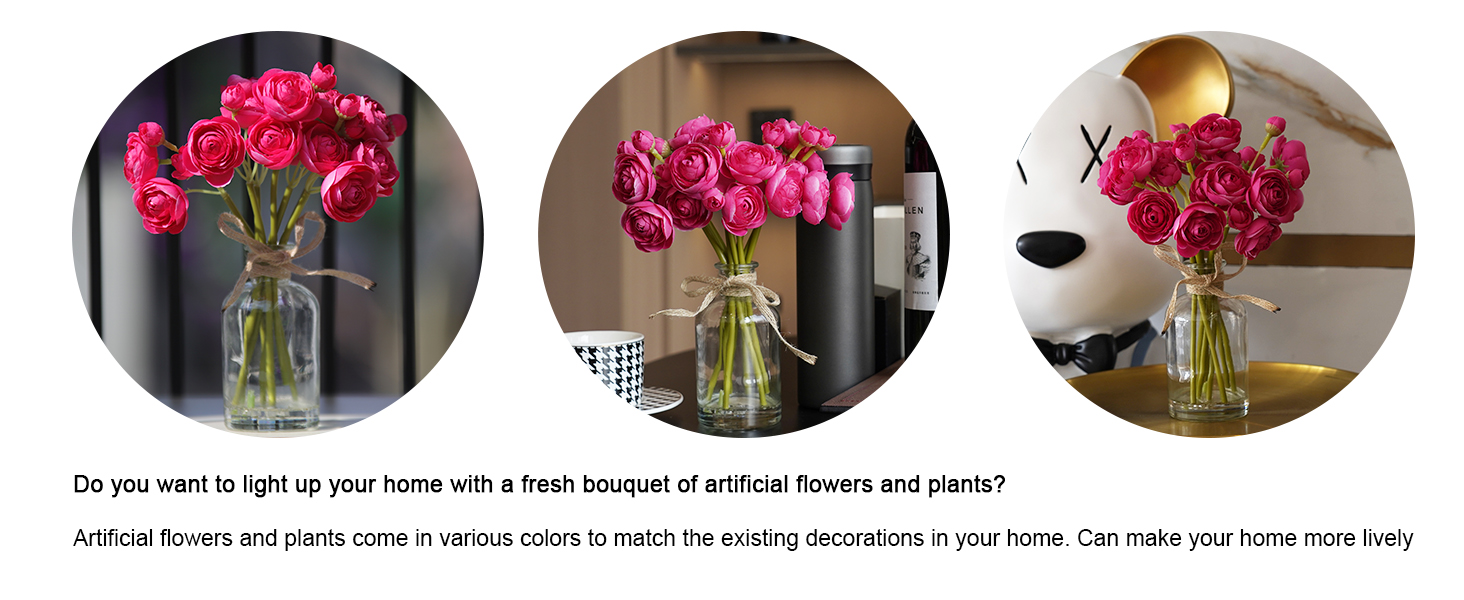 8 Pcs of Furry Flowers with Vase+Packaging Box Artificial Flowers with ...