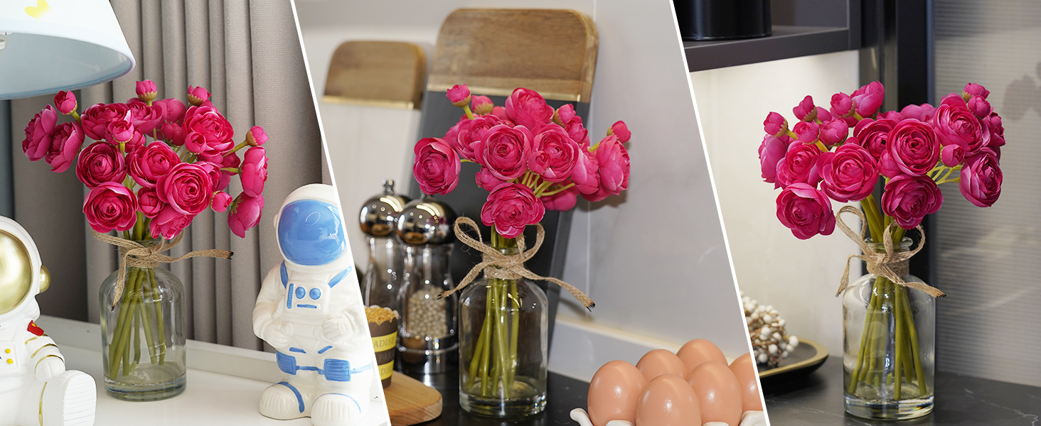 8 Pcs of Furry Flowers with Vase+Packaging Box Artificial Flowers with ...