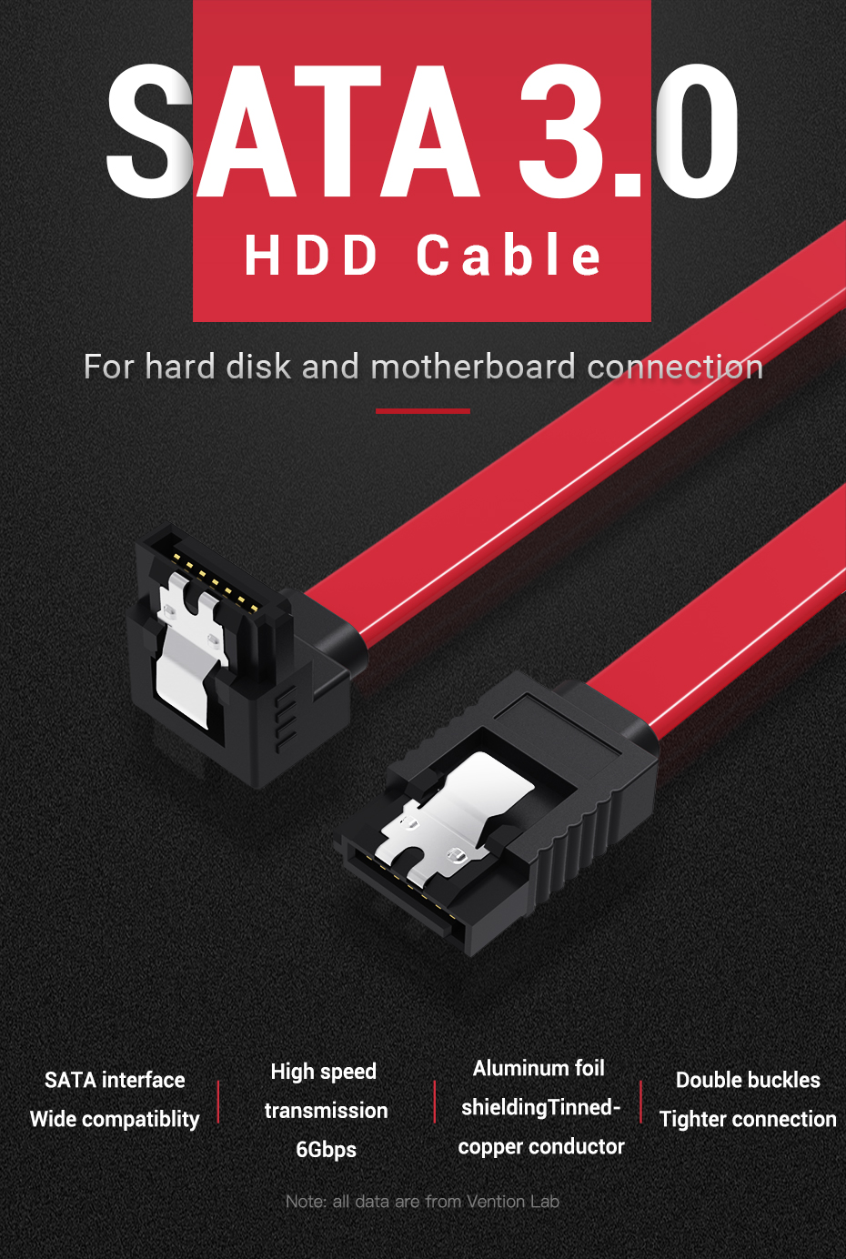 Vention Sata Cable Straight and HDD Sata 3.0 Sata Connector for Iii SSD ...