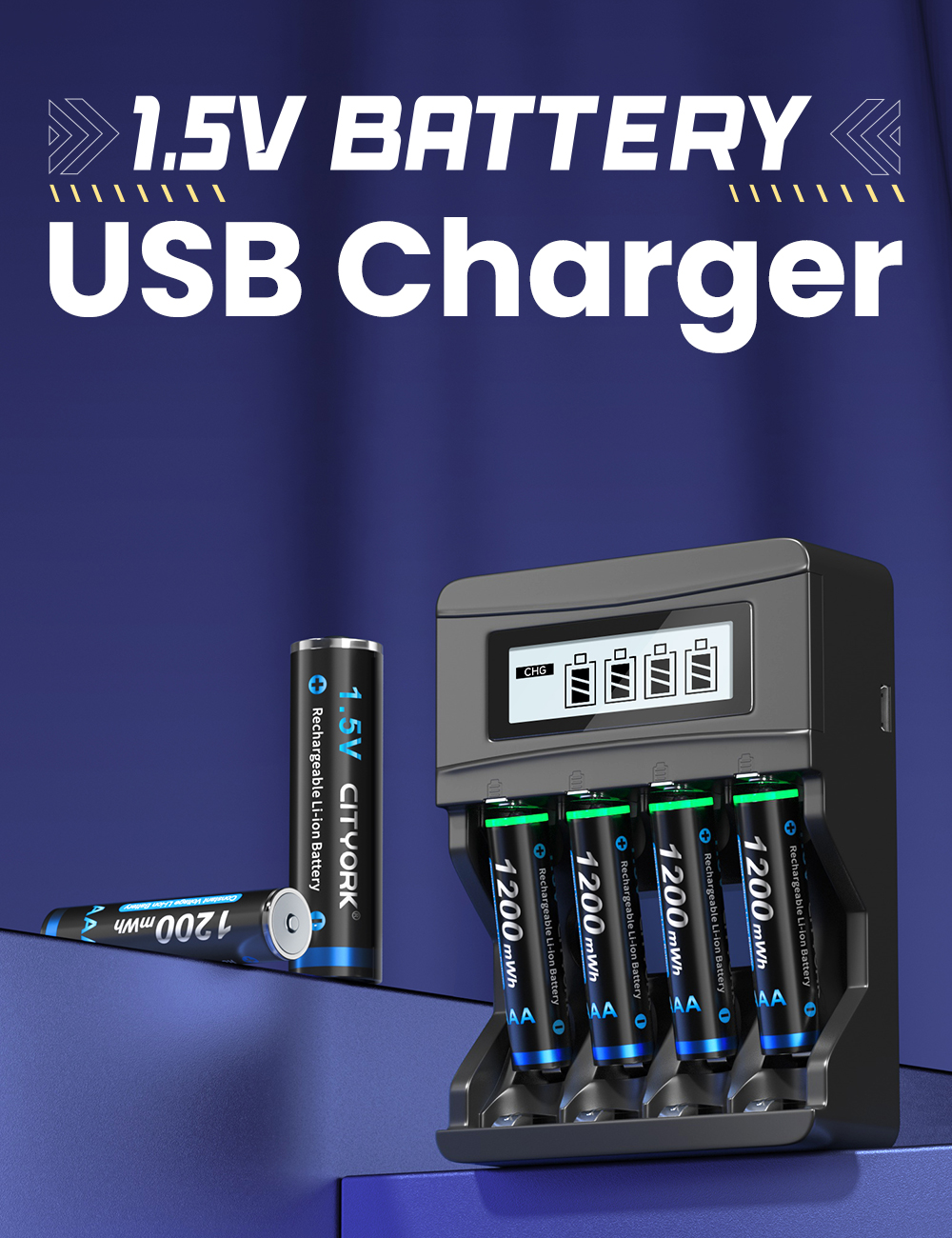Cityork 4 Slots LCD Smart AA AAA Battery Charger for 1.5V AA/AAA ...