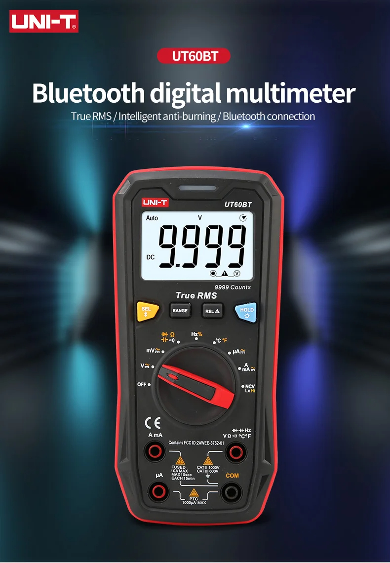UNI-T UT60S Digital Smart Multimeter UT60BT Bluetooth Multimeter True RMS 1000V AC DC Voltage ...