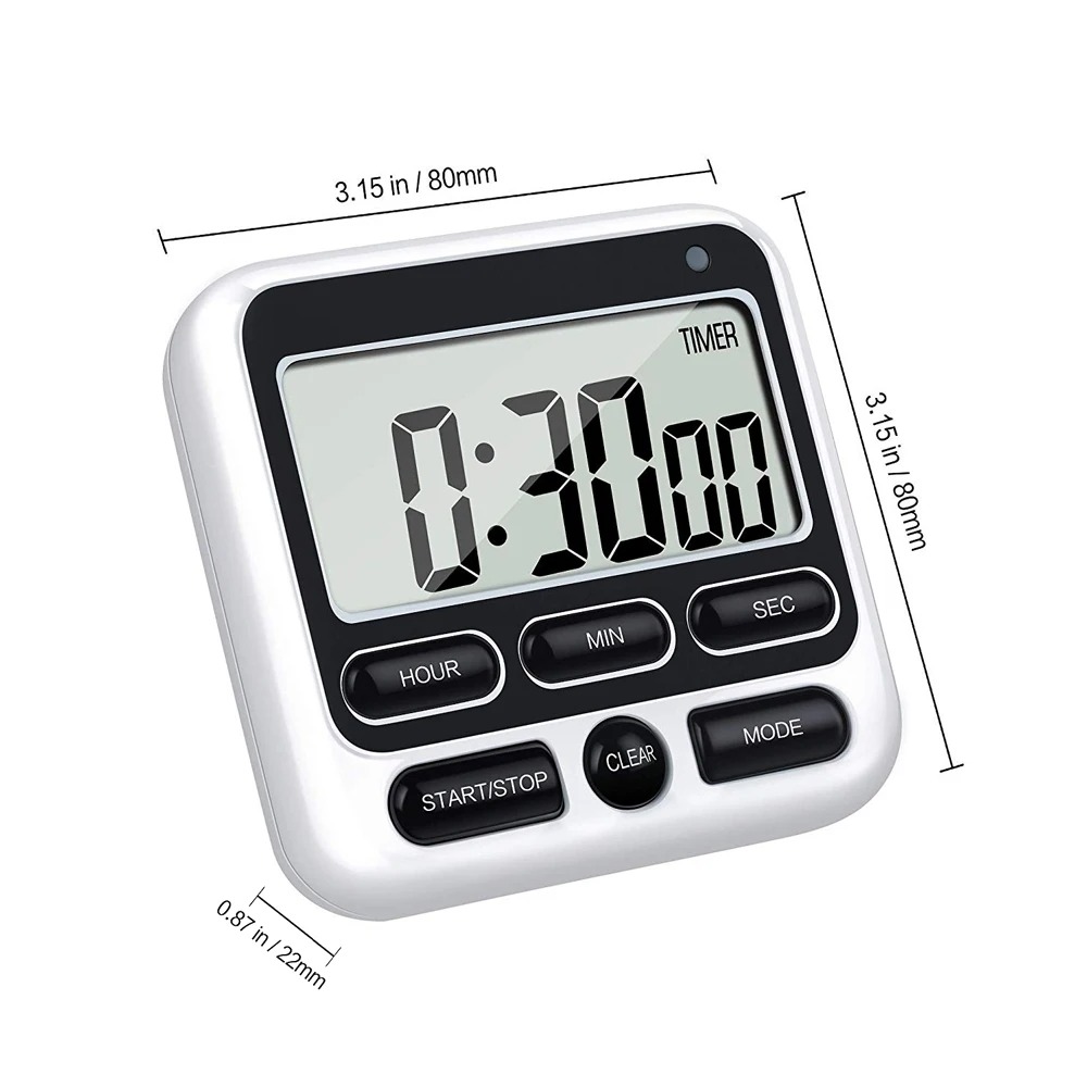 Digital Screen Kitchen Timer Large Display Digital Timer Square Cooking Count Up Countdown Alarm ...