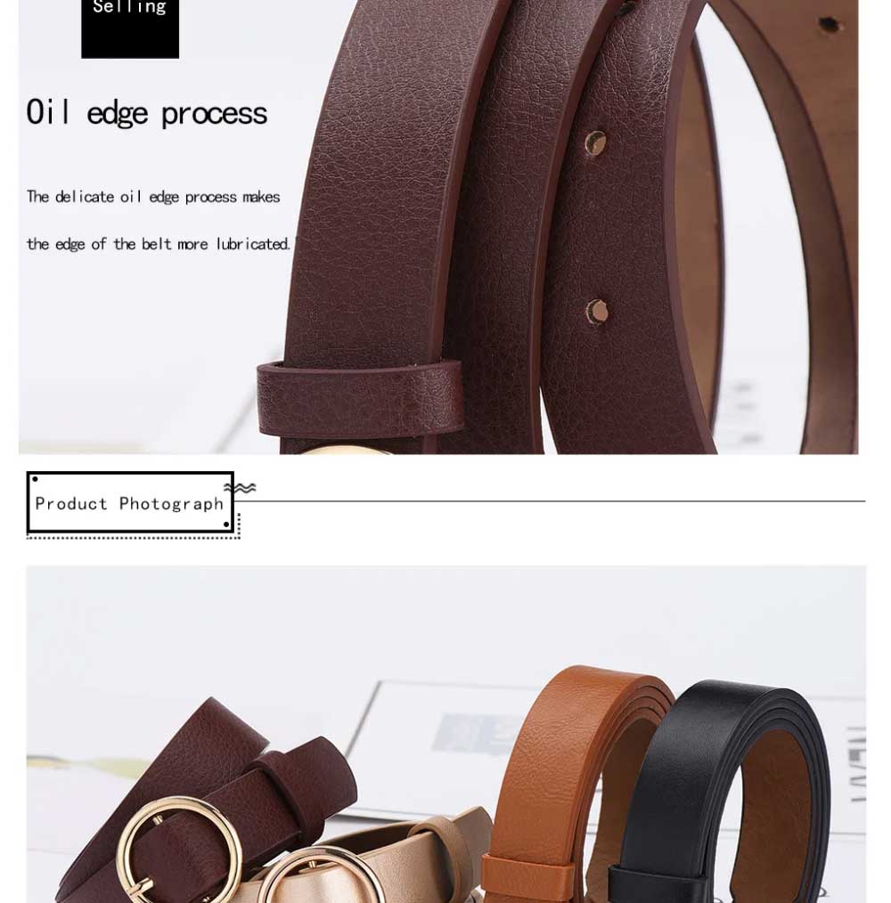 New Women's Belt Trend Gold Round Button Belt Personalized Decoration ...
