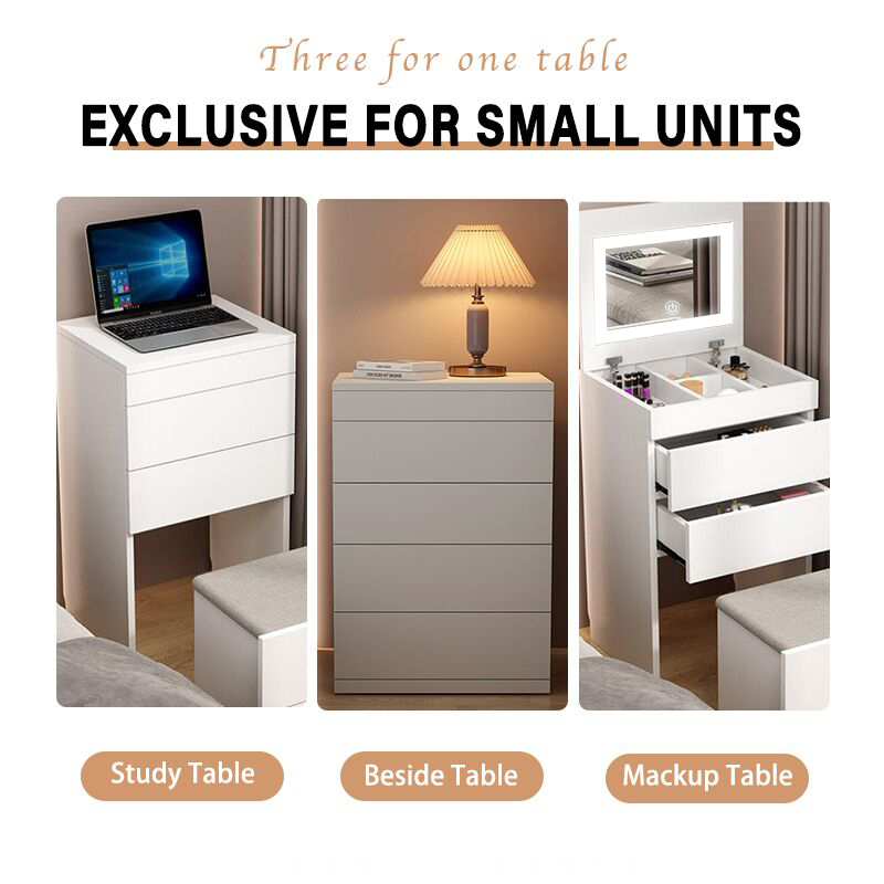 Dressing Table With Mirror Makeup Table With Storage Stool Almari Meja ...