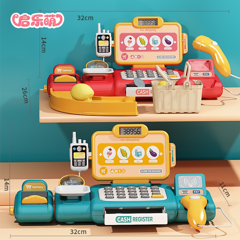 [Qilemeng] Ready Stock Cashier Machine Toys Supermarket Cashier Toy ...