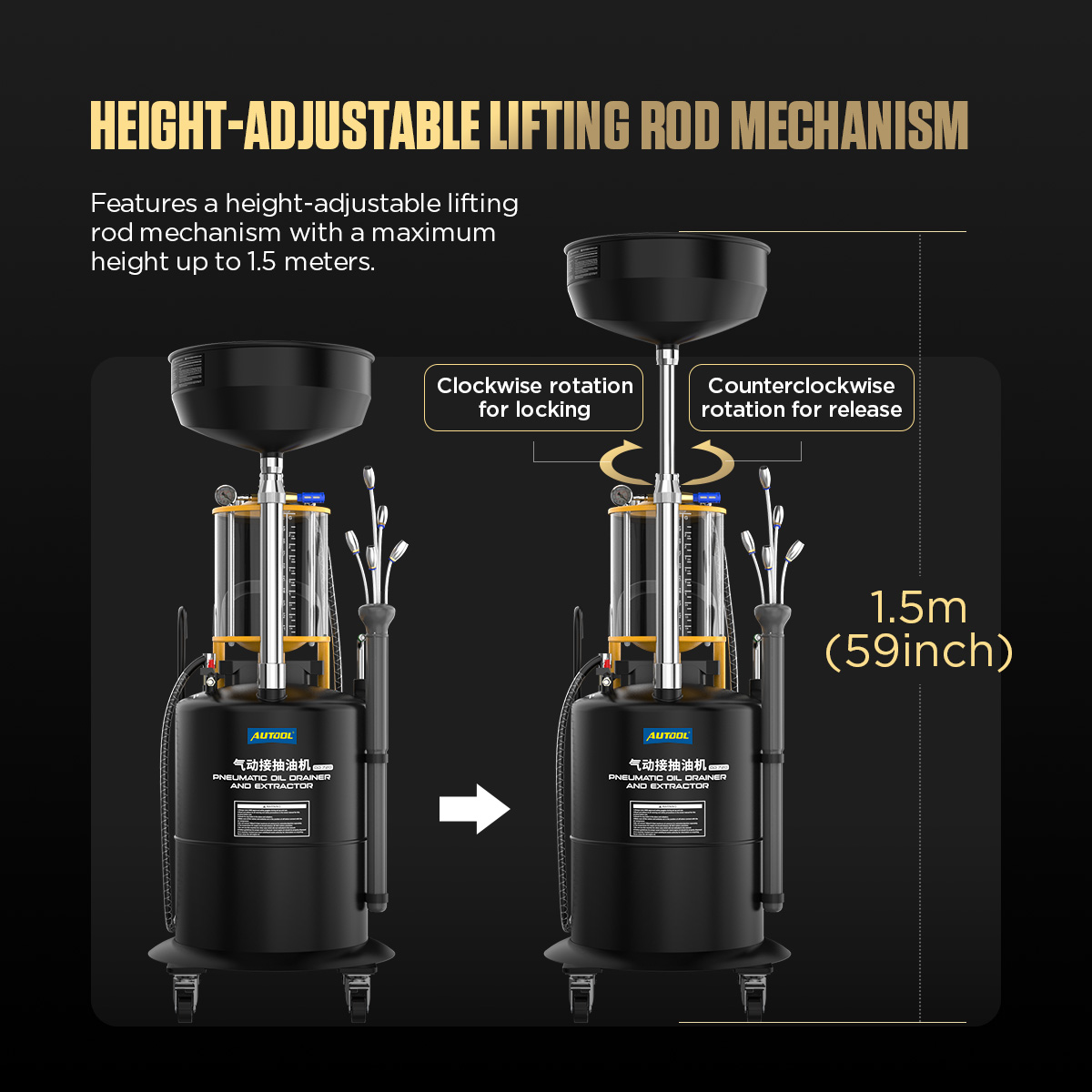 AUTOOL Pneumatic Oil Drainer Oil Extractor OD720 Oil Pump Machine With ...