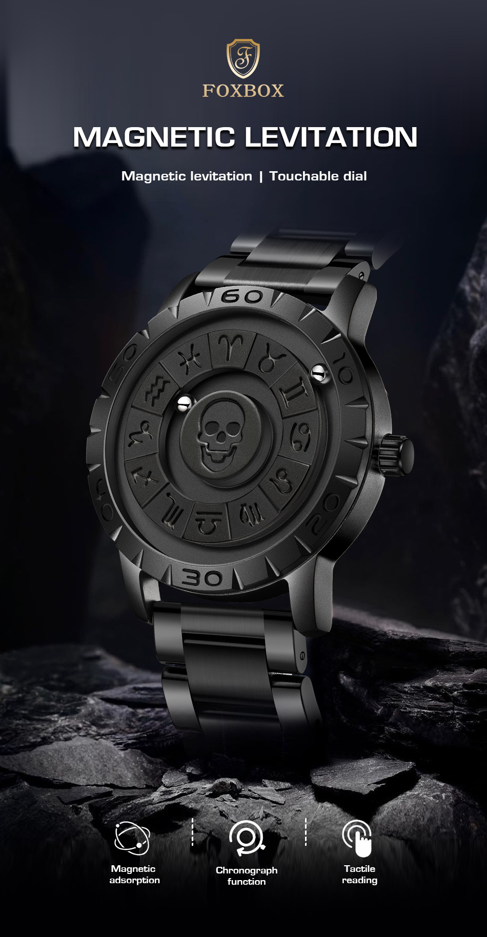 FOXBOX Jam Tangan Lelaki Men Watch Scrolling Beads Magnetic Force ...