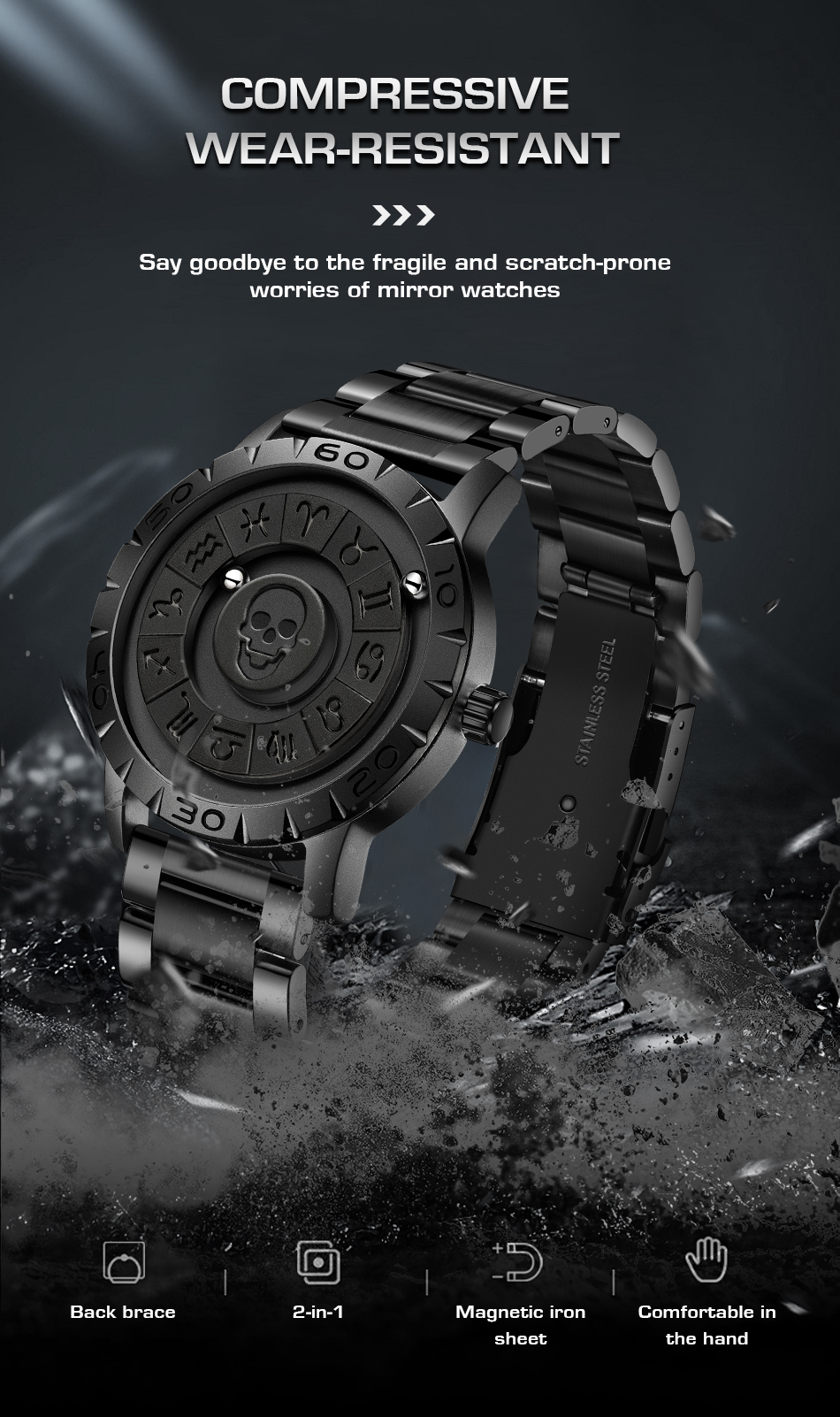 FOXBOX Jam Tangan Lelaki Men Watch Scrolling Beads Magnetic Force ...