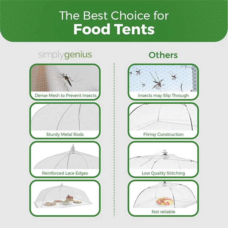 Reusable and Collapsible Large Tall Mesh Food Cover Tent Umbrella for ...