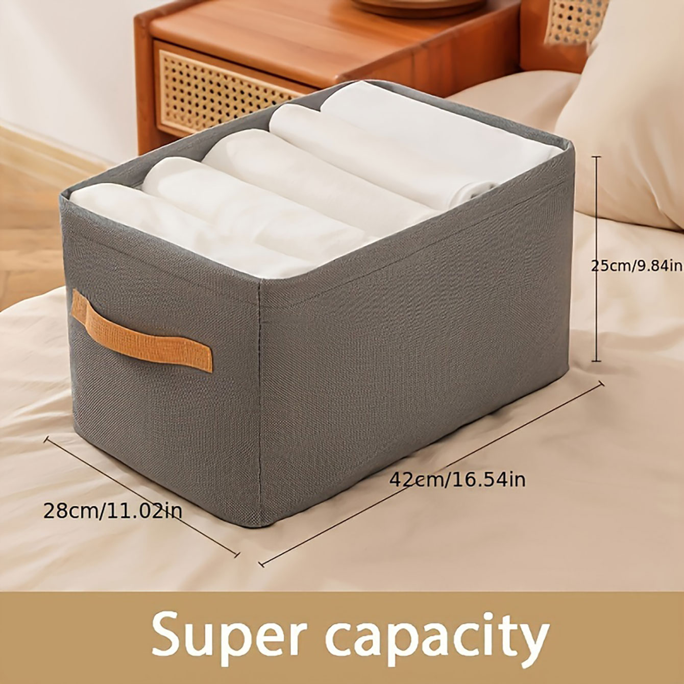 Clothes Storage Basket Foldable Steel Ring Storage Box Household ...