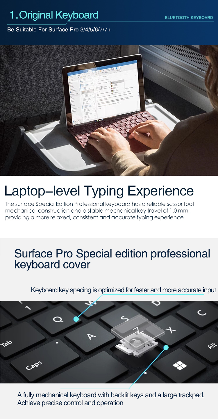 Microsoft Surface keyboard Type Cover for Surface Pro 3 4 5 6 7 7 ...