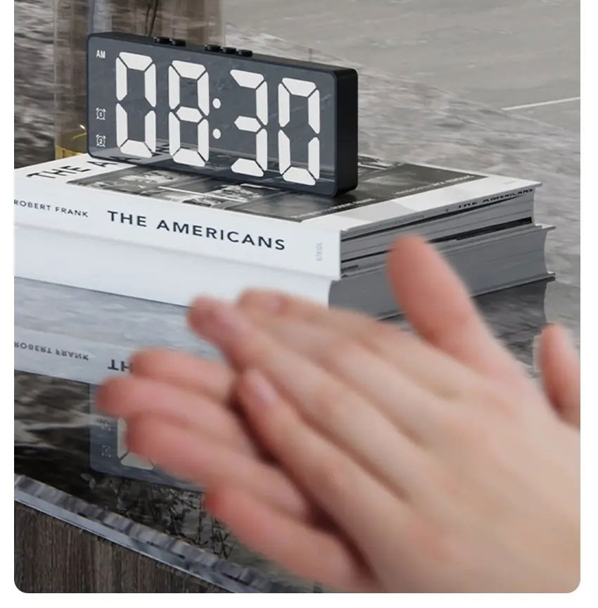 LED Mirror Digital Alarm Clock with Snooze Time Display for Desktop ...