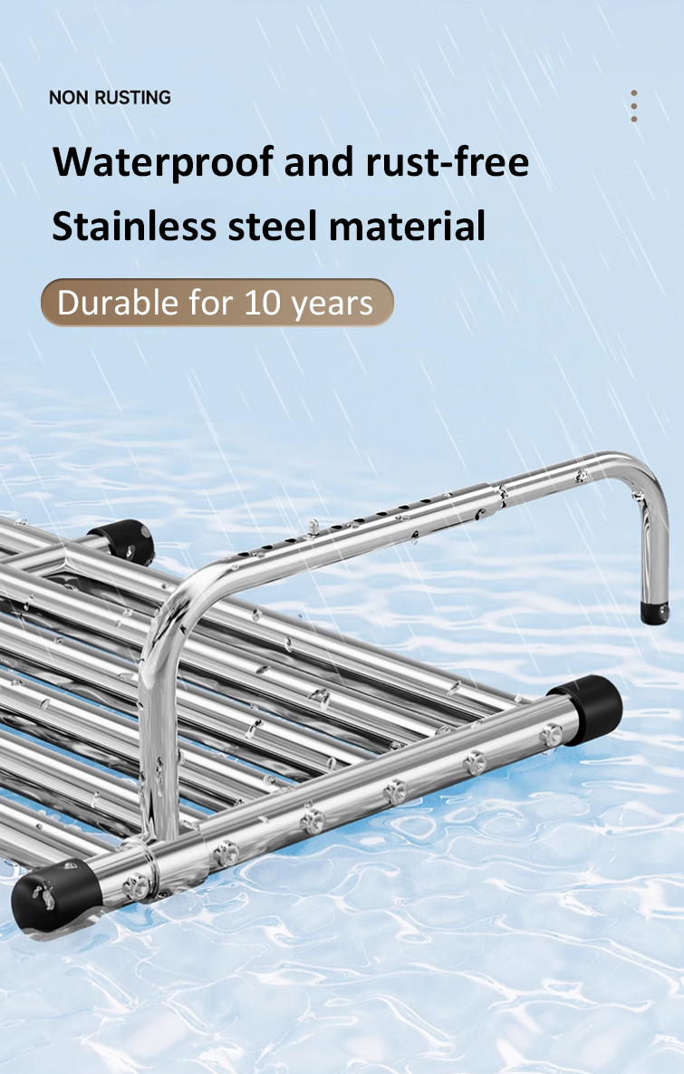 Stainless Steel Foldable Towel Hanger Extendable Balcony Clothes Hanger ...