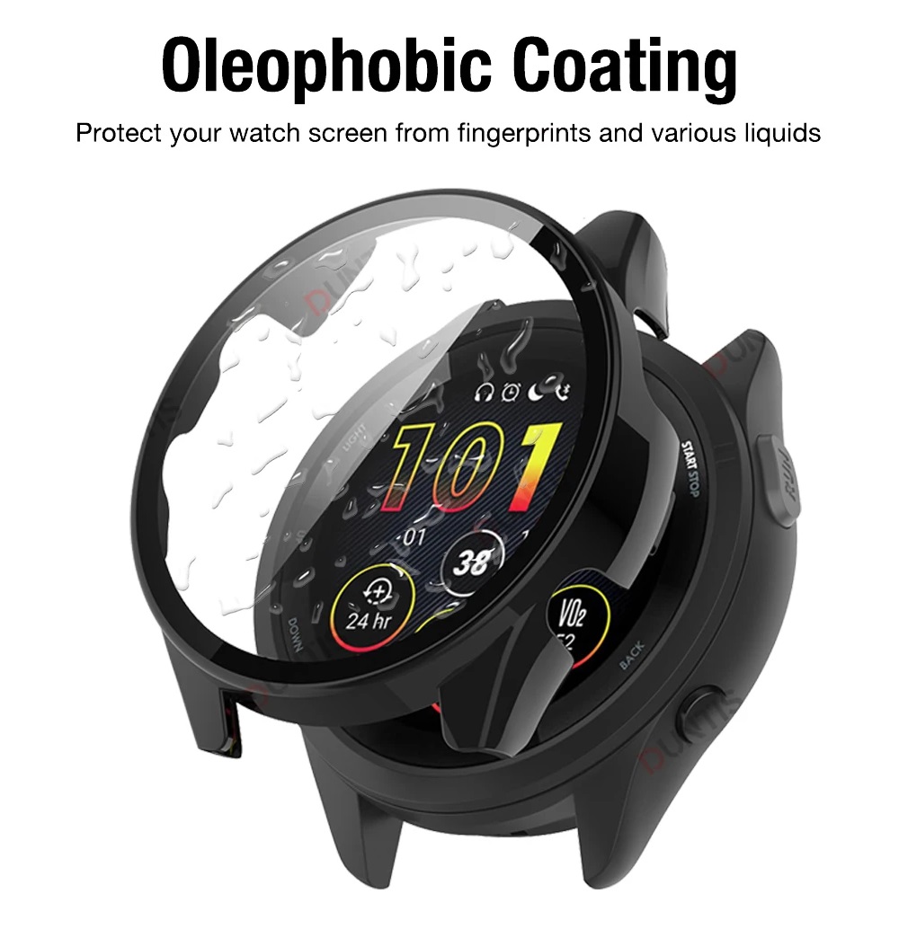 Tempered Glass Case for Garmin Forerunner 165 Case Full Covered PC All ...