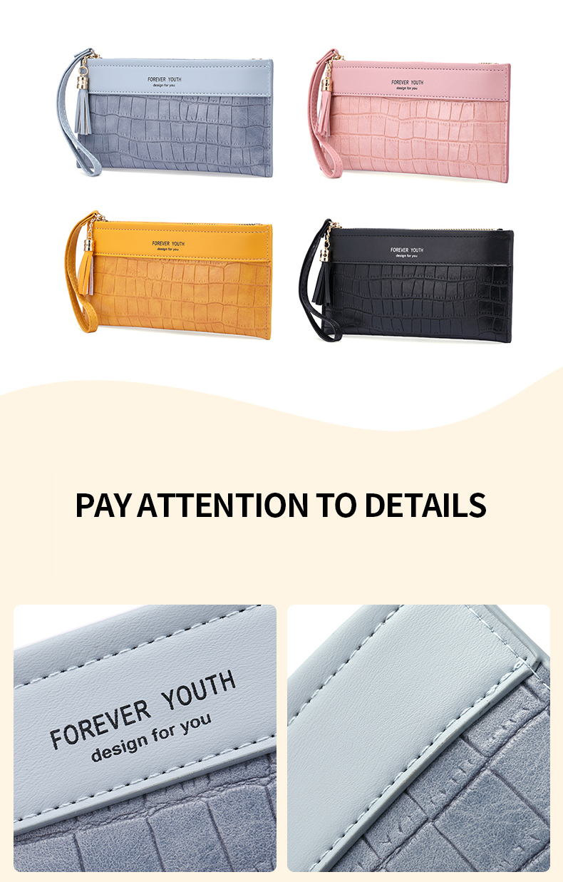 2024 new women's purse long clutch bag crocodile zip purse female ...