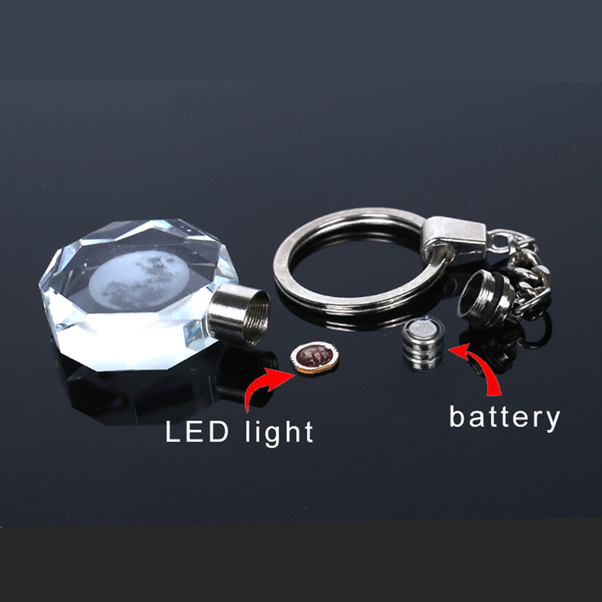 Motorcycle Keychain LED Lights K9 Crystal Colors Polygon Transparent ...