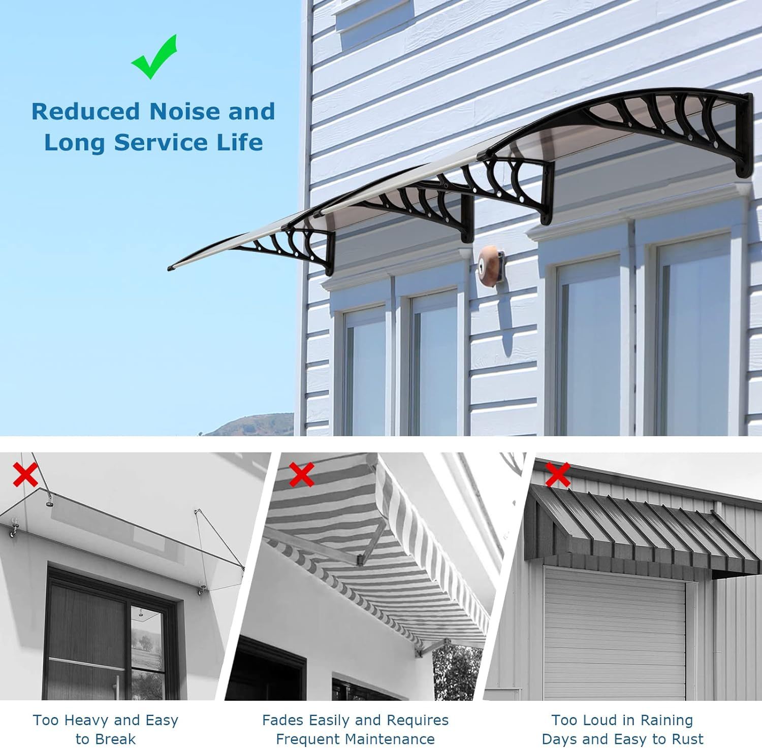 PC Durable Awning Balcony Outdoor Canopy Gazebo Cover Board Anti UV ...