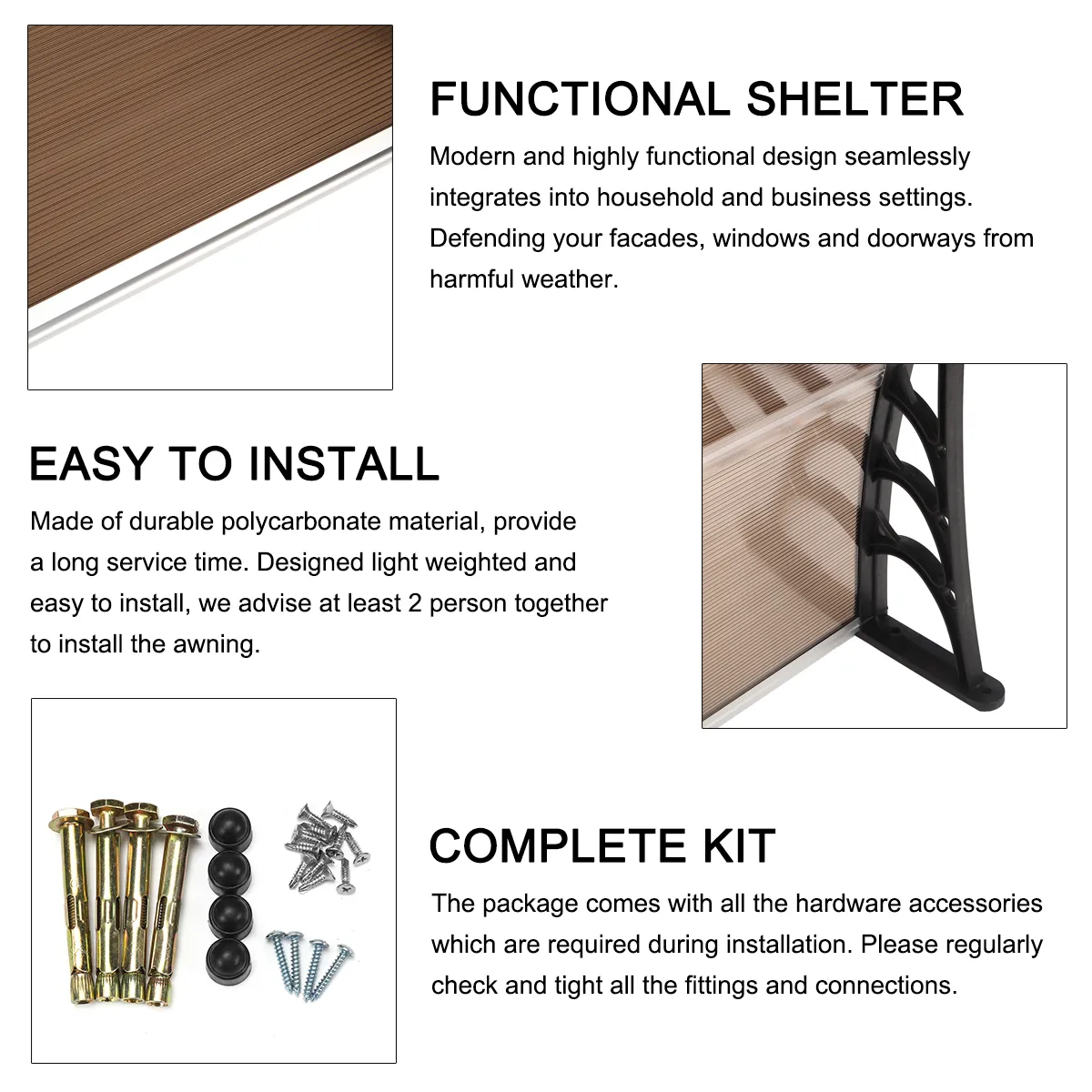 PC Durable Awning Balcony Outdoor Canopy Gazebo Cover Board Anti UV ...