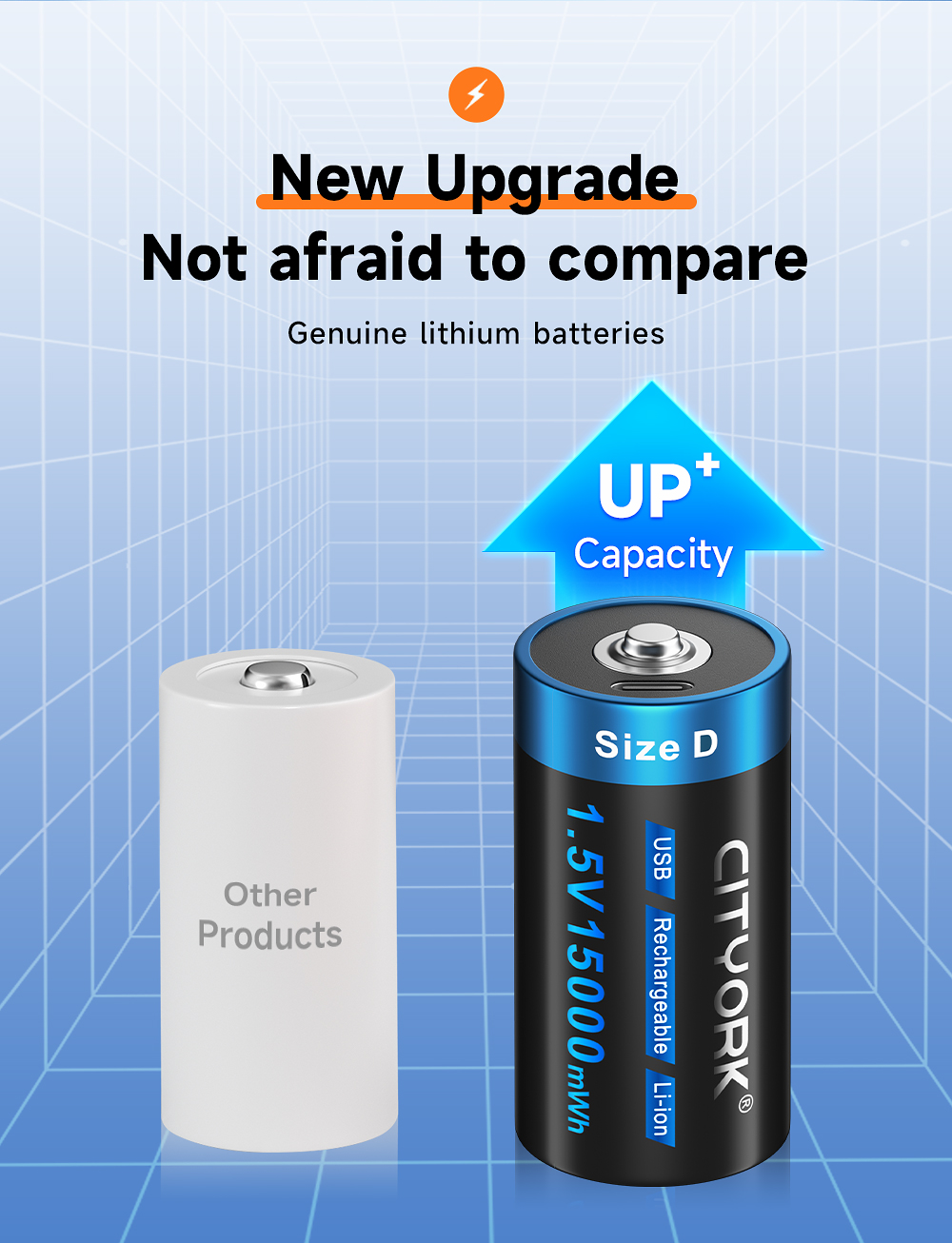 Cityork R20 R14 Heavy Duty 1.5V D Size C Size Rechargeable Battery ...