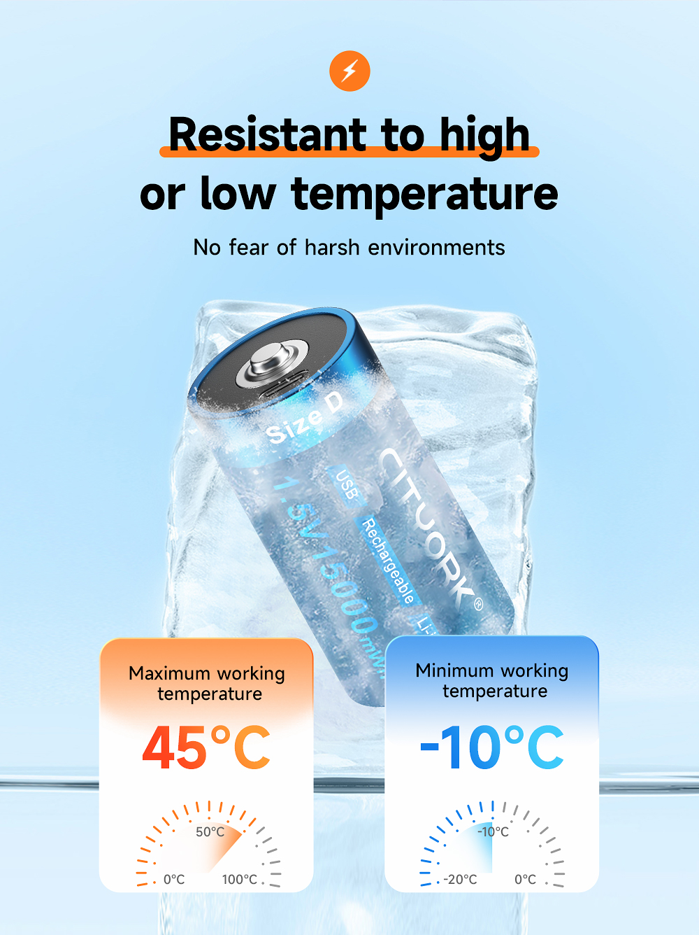 Cityork R20 R14 Heavy Duty 1.5V D Size C Size Rechargeable Battery ...