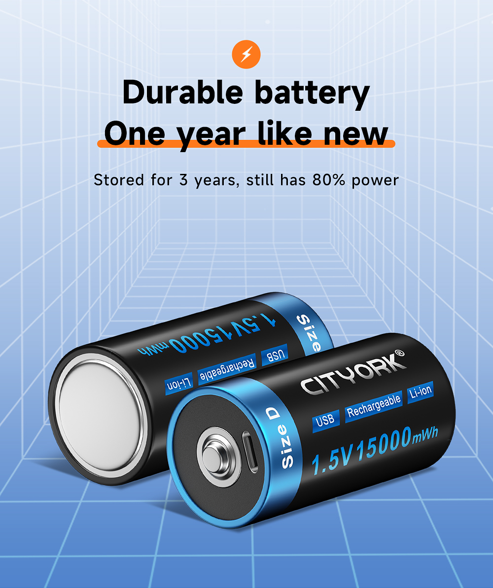Cityork R20 R14 Heavy Duty 1.5V D Size C Size Rechargeable Battery ...