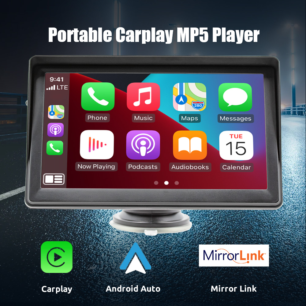 ESSGOO 7" Portable Wireless Carplay MP5 Multimedia Player Android Auto ...