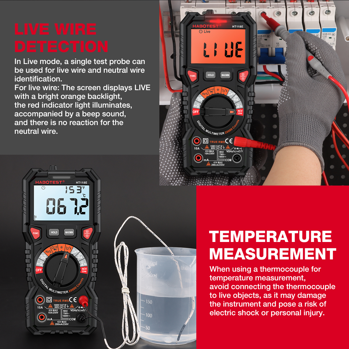 HABOTEST HT118E Digital Multimedia Mini-multimeter Tester Automatic ...