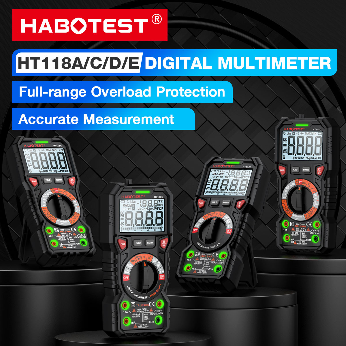HABOTEST HT118E Digital Multimedia Mini-multimeter Tester Automatic ...