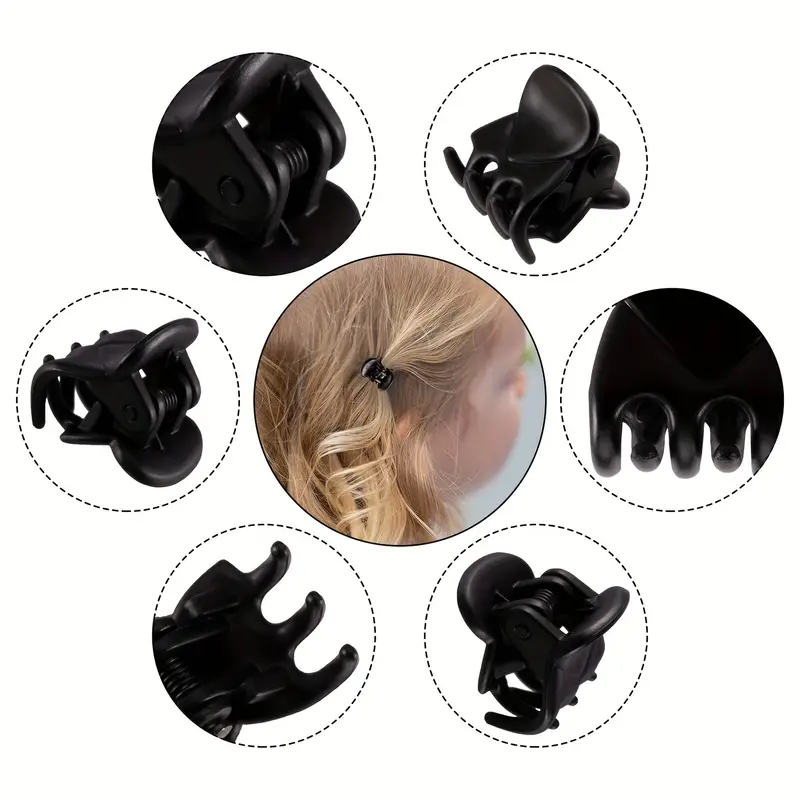 10Pcs Strong Grip Black Mini Hair Claw Clips For Design Hairstyles And ...