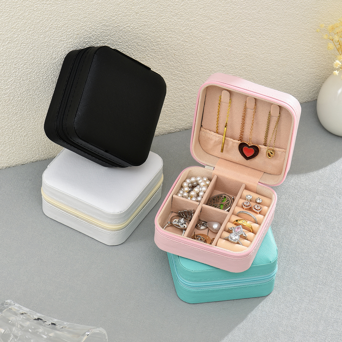 1Pc Jewelry Storage Box, Stylish Organizer with Plastic, Leather and ...