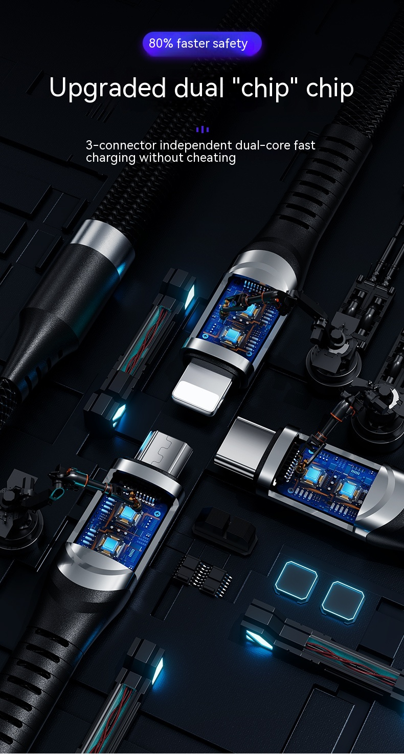 200W Duckbill Super Fast Charging Cable 3 In 1 Fishing Net Weaving ...