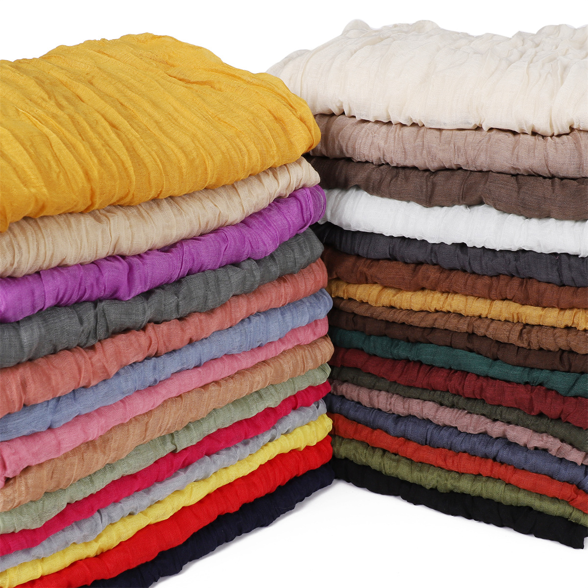 Jifang Plain Twist Crepe Pleated Crinkle Wrinkle Voile Shawl Scarf Head ...