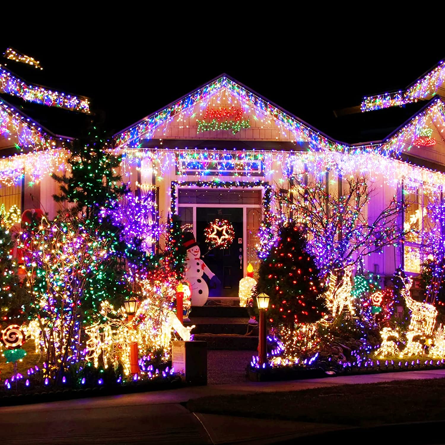 Solar Icicle Light Fairy String Lights Eaves Decor with 16Drops for ...