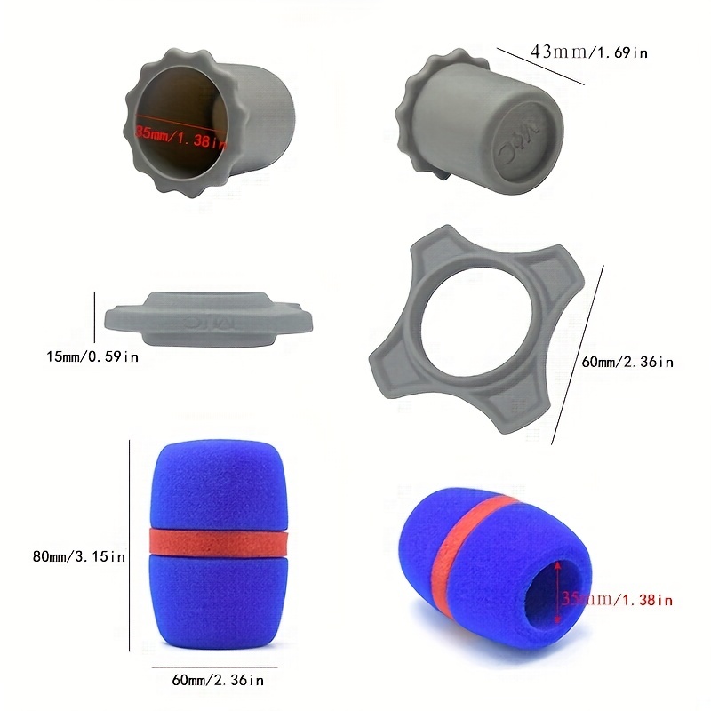 Microphone Sponges Sleeve Anti-Rolling Mic Protection Ring Rod Silicone ...