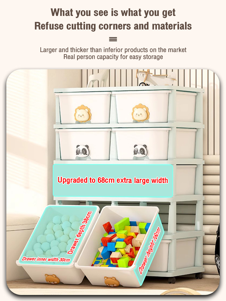 3/4/5/6 Layers Cartoon Drawer Storage Cabinet Organizer Clothes ...