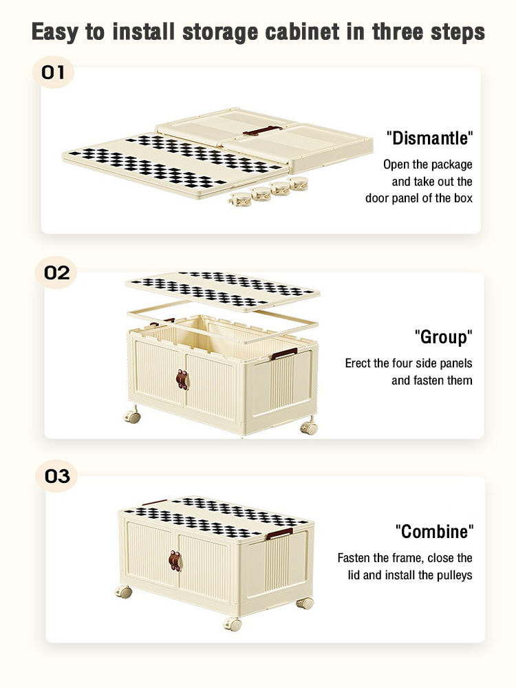 3/4/5 Layers 2 Doors Checkers Storage Cabinet 60/70CM Unique Foldable ...