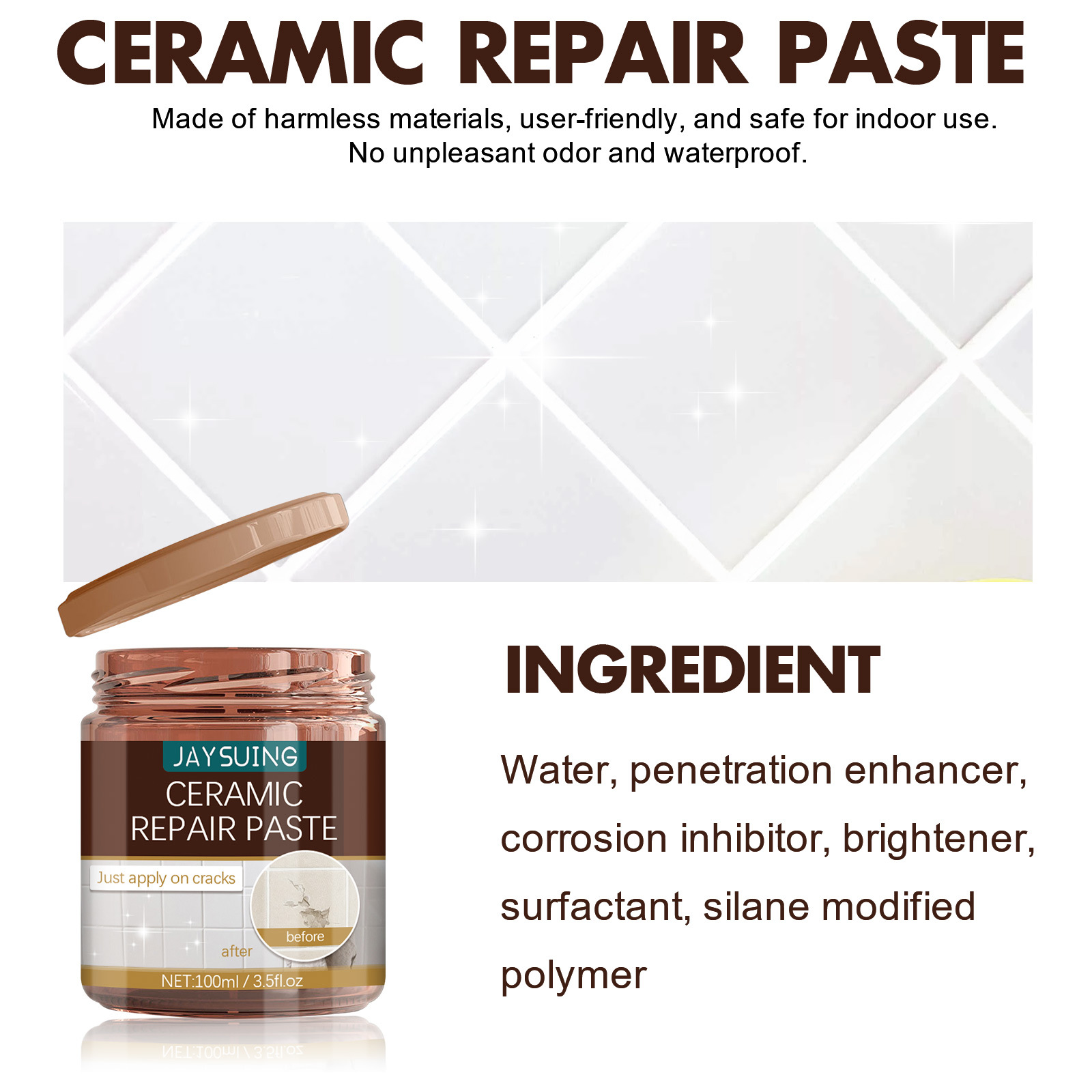 Jaysuing Ceramic Tile Repair Paste Repairing Household Stone Floor ...