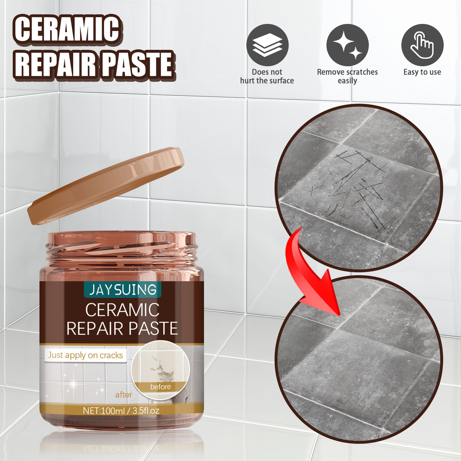 Jaysuing Ceramic Tile Repair Paste Repairing Household Stone Floor ...
