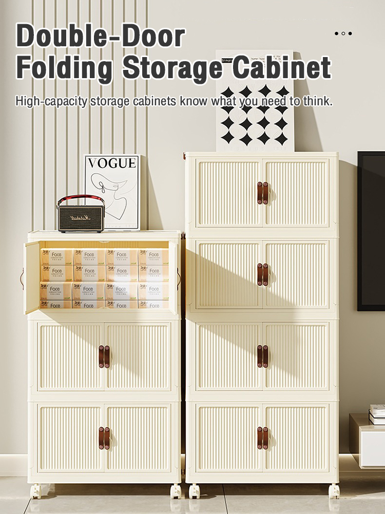 3/4/5 Layers 2 Doors Checkers Storage Cabinet 60/70CM Unique Foldable ...