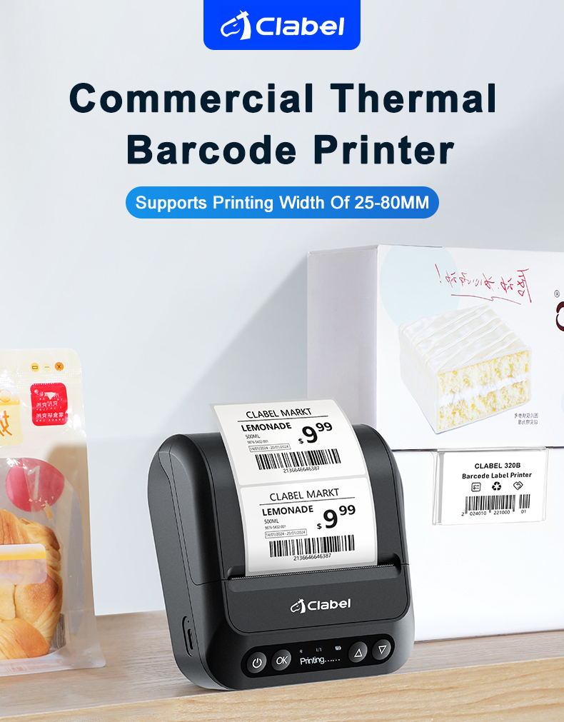 CLABEL 320B Portable Bluetooth Label Printer, Thermal Printer, Compatible With iOS/Android ...