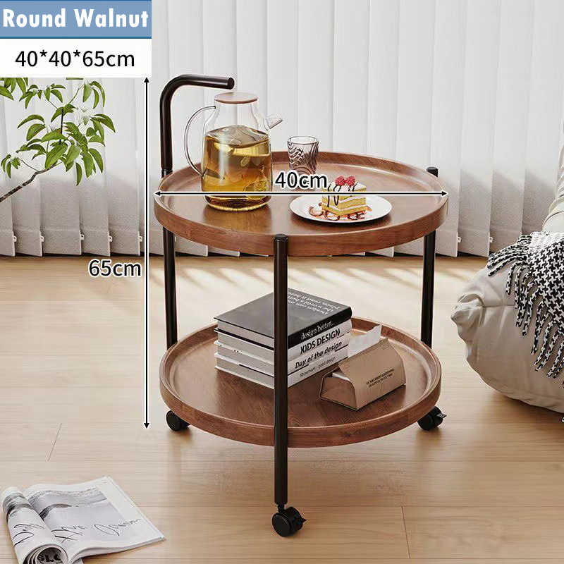 Movable Tea Table Coffee Trolley Sofa Side Table With Wheels Side ...