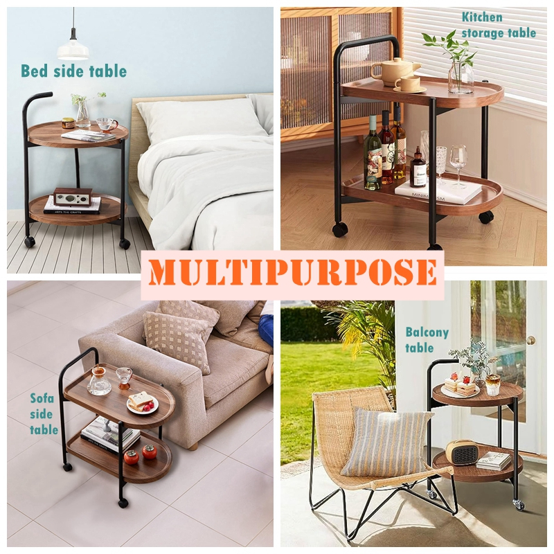 Movable Tea Table Tea Coffee Trolley Sofa Side Table With Wheels ...