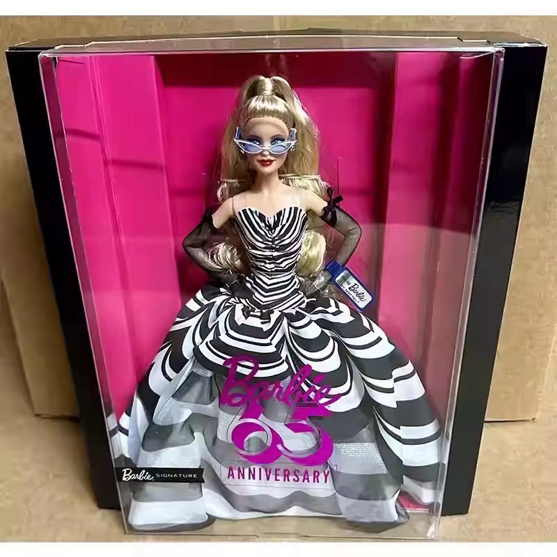 Barbie Signature Doll, 65th Anniversary Collectible with Blonde Hair ...