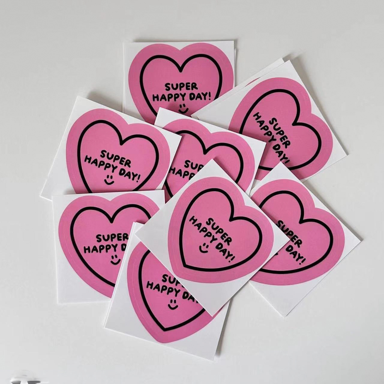 Ohaya | 9 Pieces of love Stickers Pink Smiley Face Stickers Happy ...