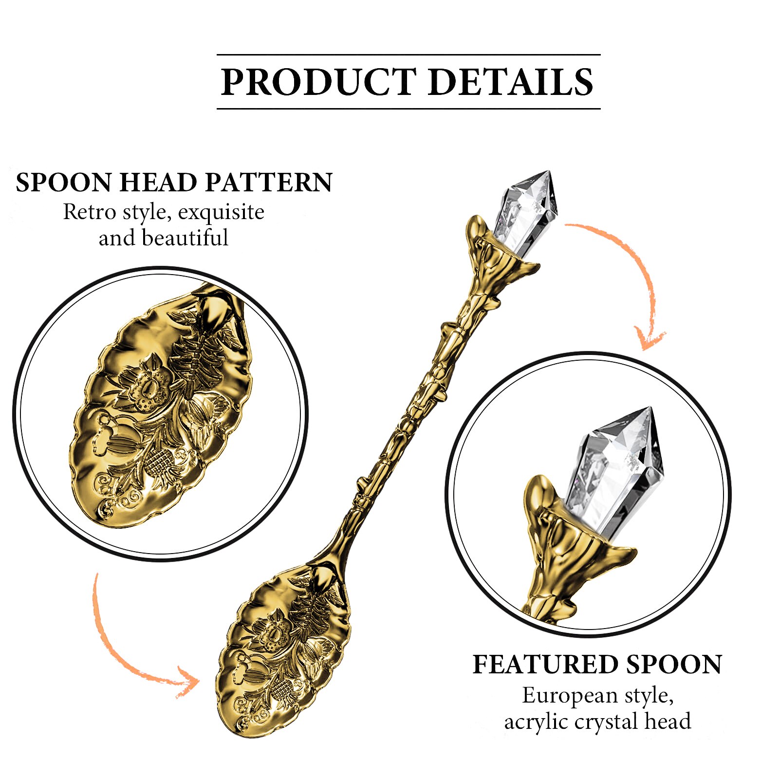 Vintage Carved Teaspoons 6pcs Retro Zinc Alloy Coffee Spoon Set ...