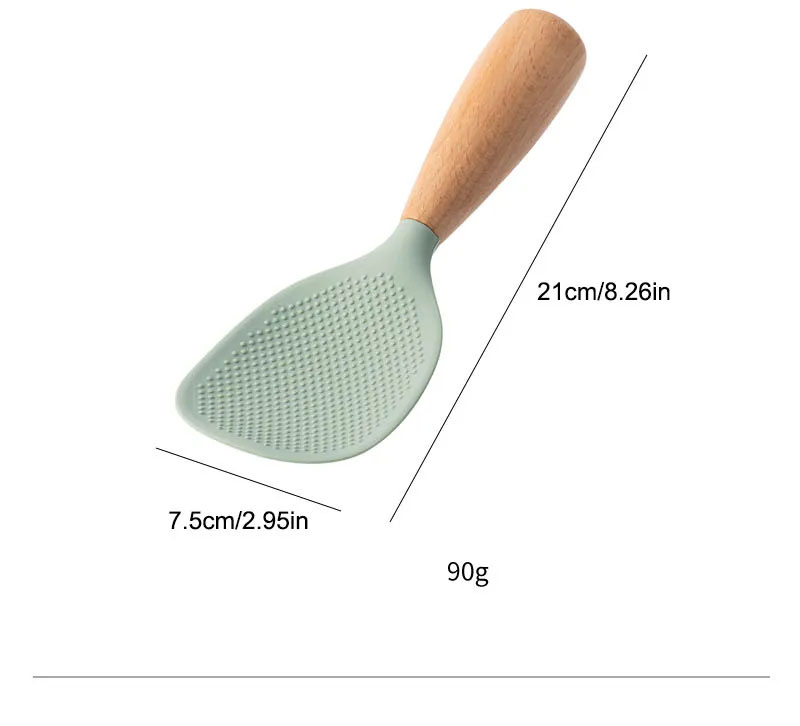 1Pc Silicone Spoon Non-stick Cooking Spoon Anti-scalding Pot Rice High ...