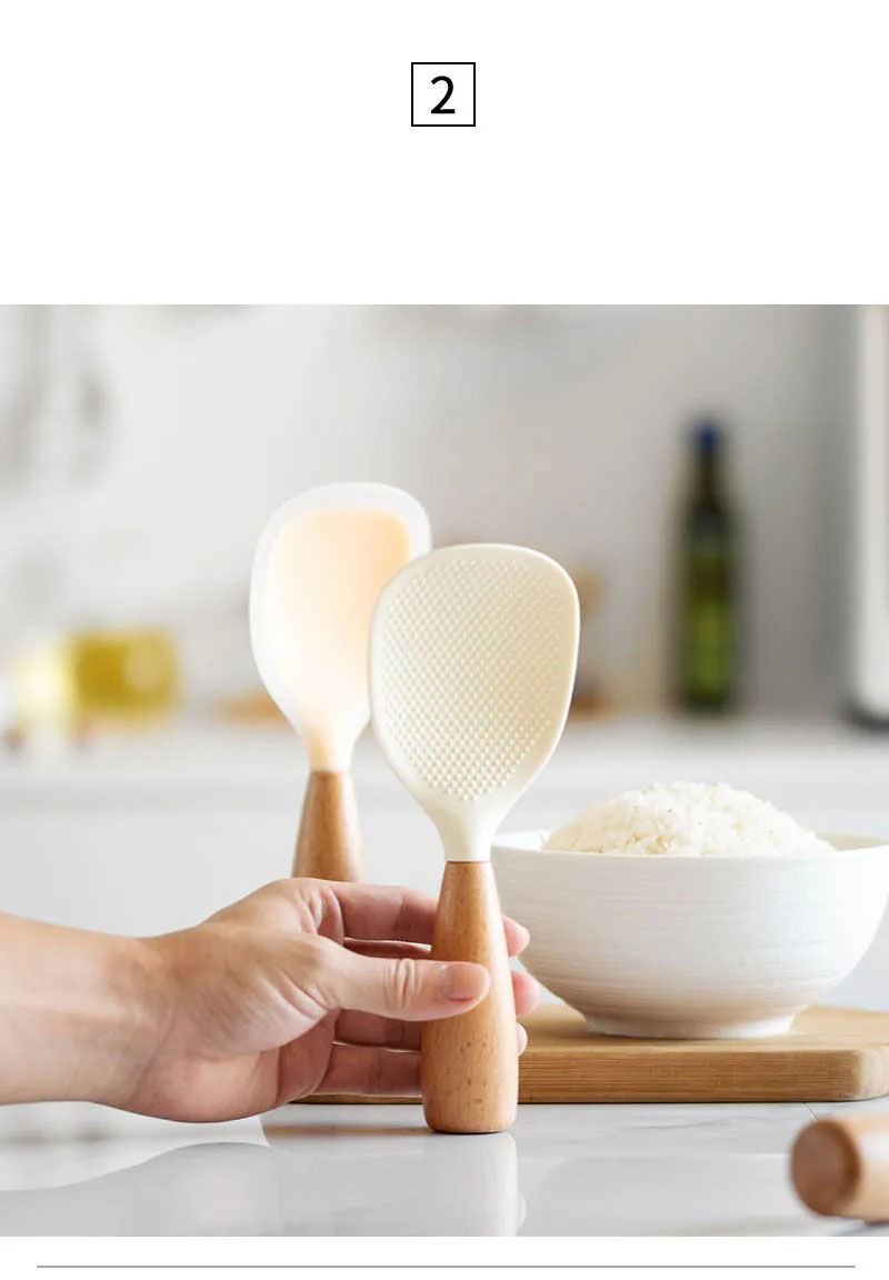 1Pc Silicone Spoon Non-stick Cooking Spoon Anti-scalding Pot Rice High ...