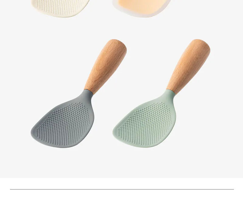 1Pc Silicone Spoon Non-stick Cooking Spoon Anti-scalding Pot Rice High ...